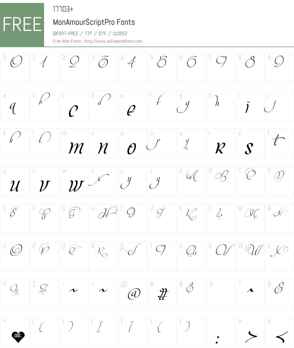 MonAmourScriptPro 1.000 2009 initial release Fonts Free Download ...