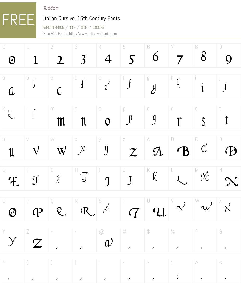 Italian Cursive, 16th Century 1.0 Fonts Free Download - OnlineWebFonts.COM