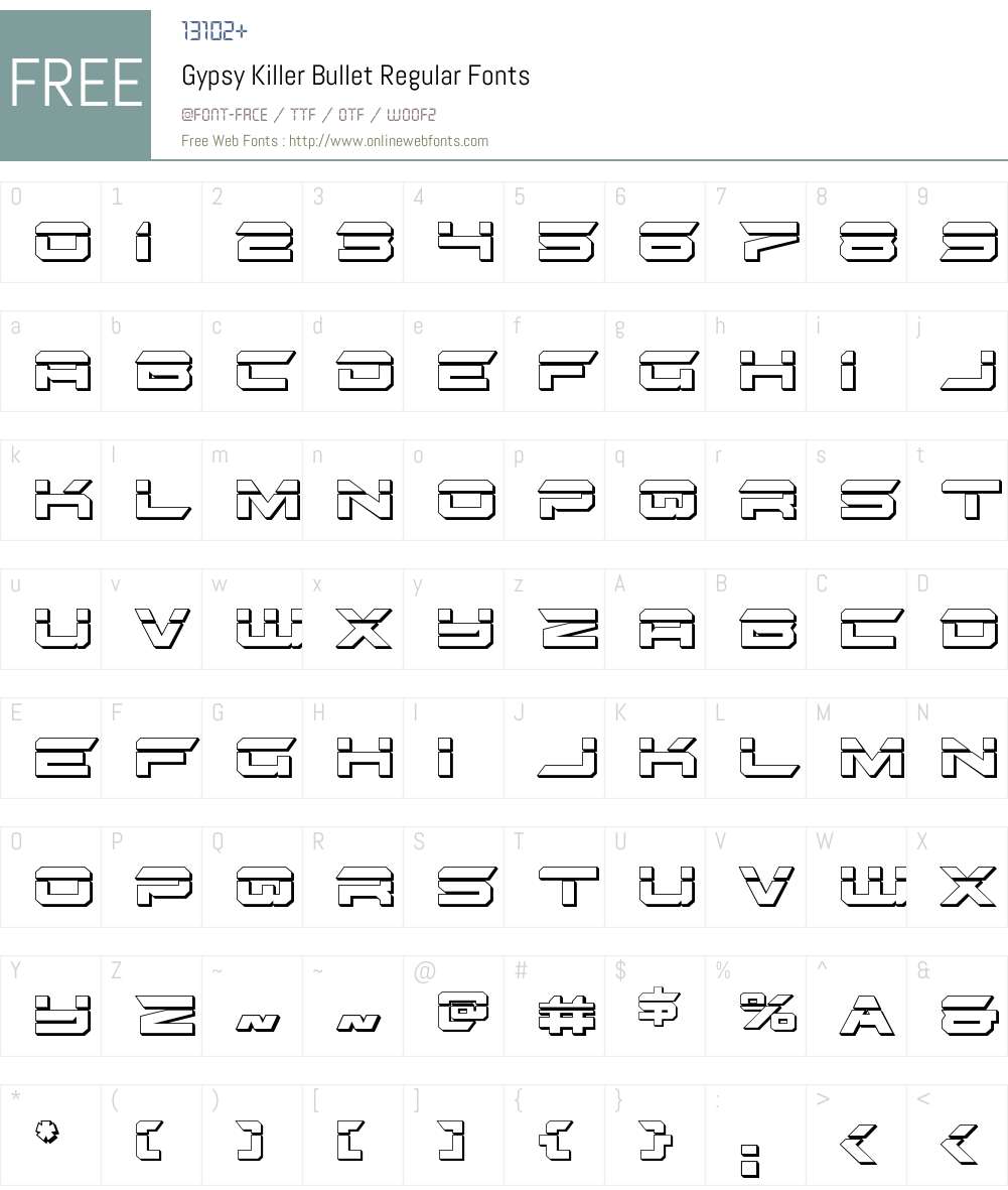 Gypsy Killer Bullet 1.1; 2015 Fonts Free Download - OnlineWebFonts.COM