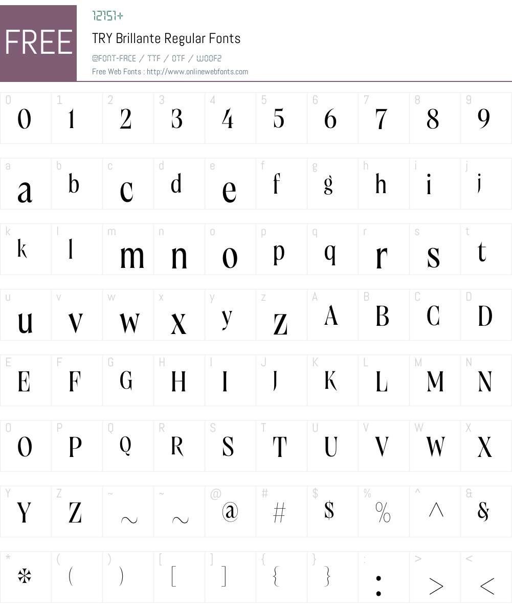 TRY Brillante 1.703 Fonts Free Download - OnlineWebFonts.COM