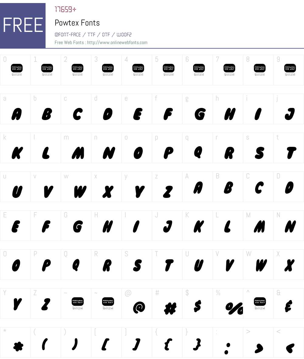 Powtex 1.00;August 19, 2023;FontCreator 13.0.0.2683 64-bit Fonts Free ...