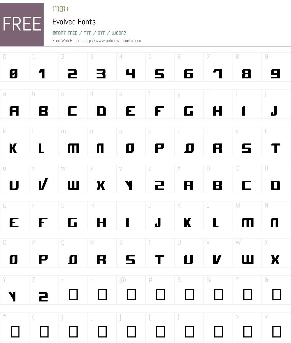 Evolved 1.00;July 8, 2018;FontCreator 11.5.0.2426 64-bit Fonts Free ...