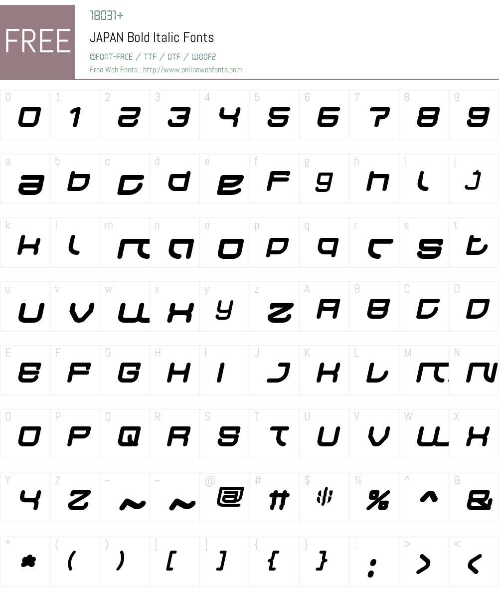 JAPAN Bold Italic 1.00;October 7, 2018;FontCreator 11.5.0.2427 64-bit ...