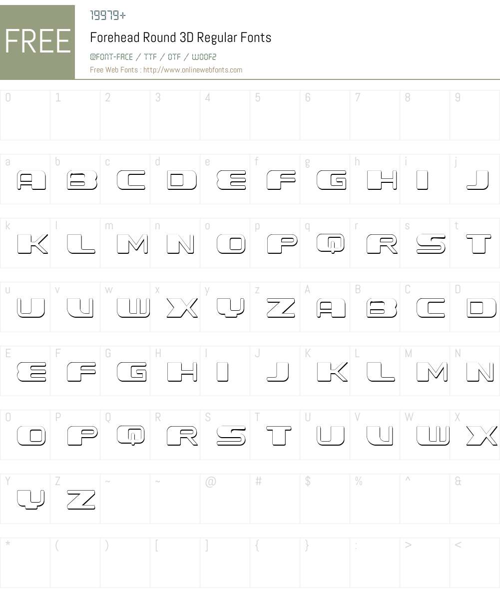 Forehead Round 3D Regular 1.000 Fonts Free Download - OnlineWebFonts.COM