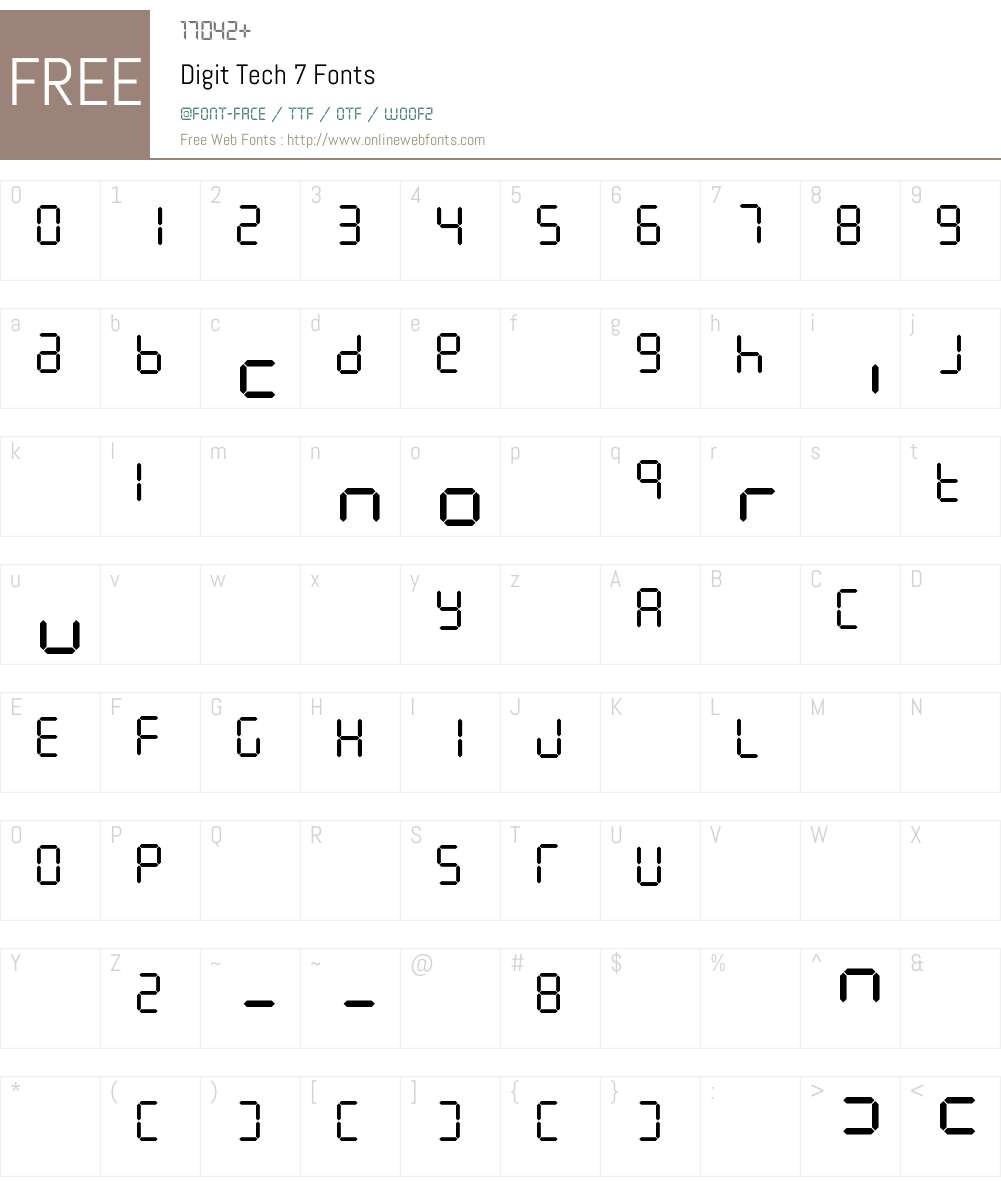 Digit Tech 7 1.00 Fonts Free Download - OnlineWebFonts.COM