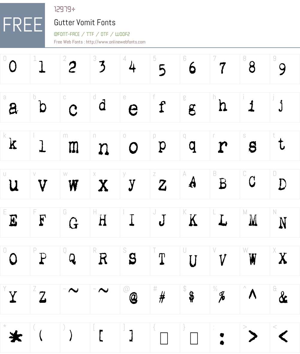 Gutter Vomit 1.0 Wed Feb 04 13:41:23 1998 Fonts Free Download ...