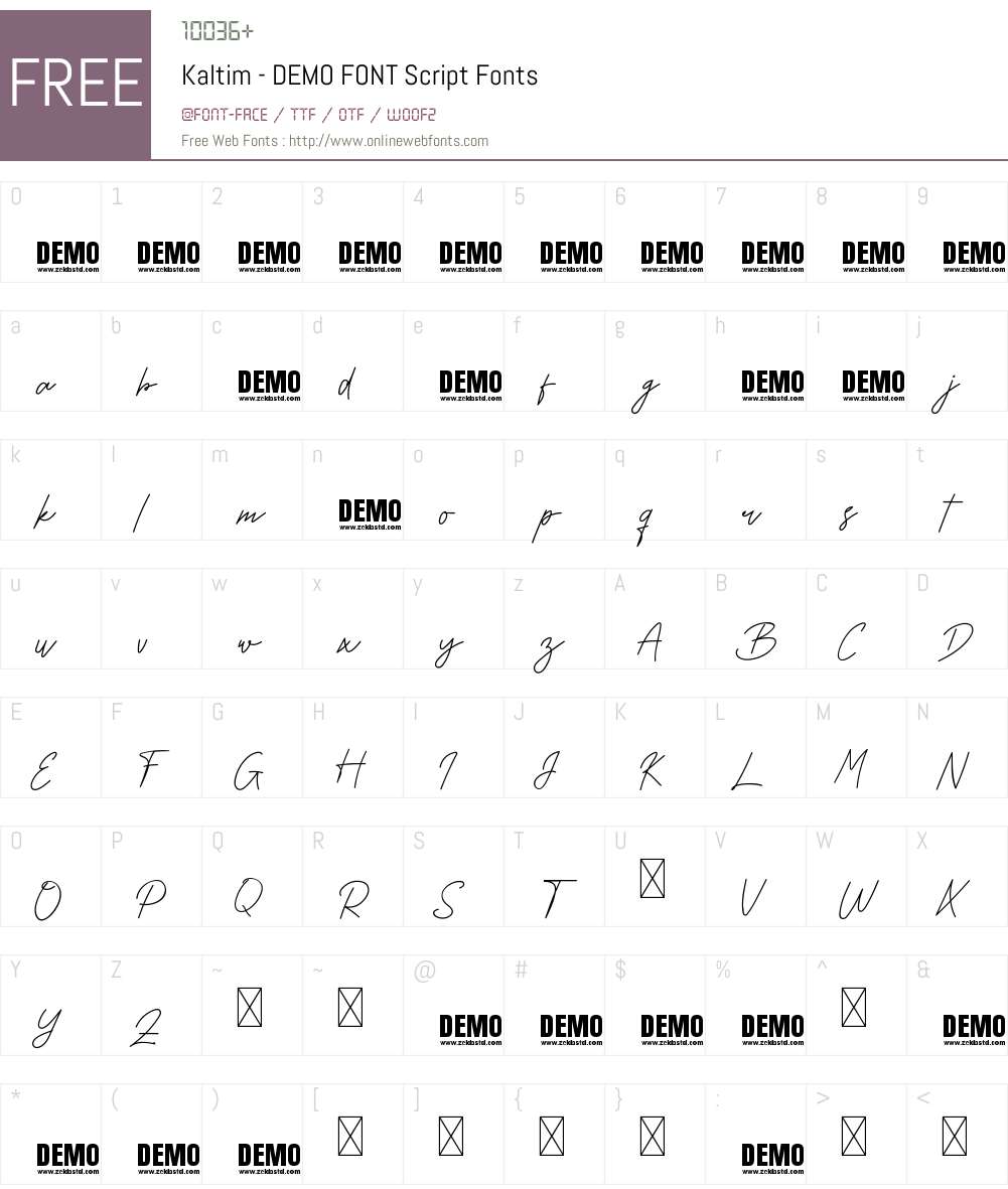 Kaltim - DEMO FONT Script 1.109;Fontself Maker 3.5.8 Fonts Free ...