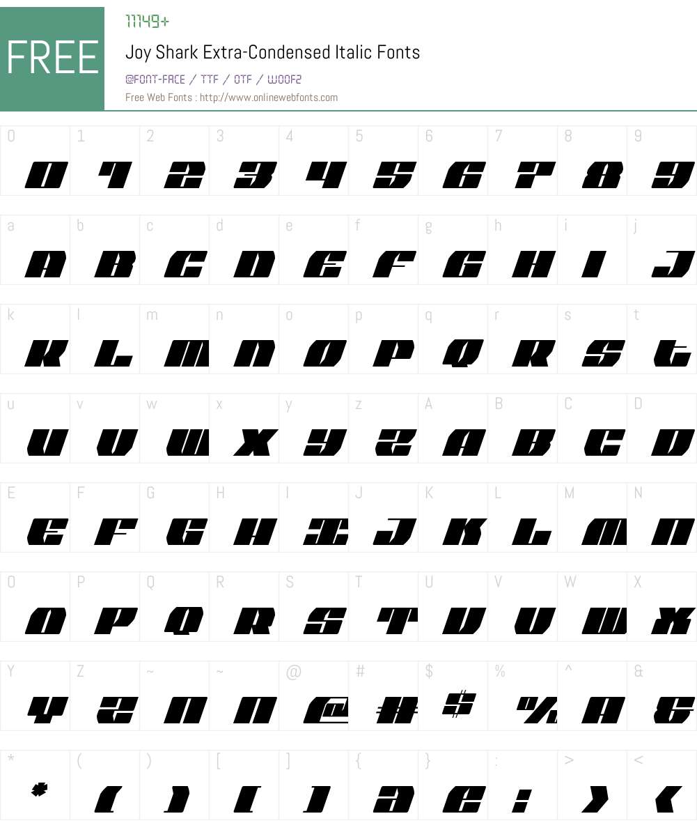 Joy Shark Extra-Condensed Italic 1.0; 2018 Fonts Free Download ...