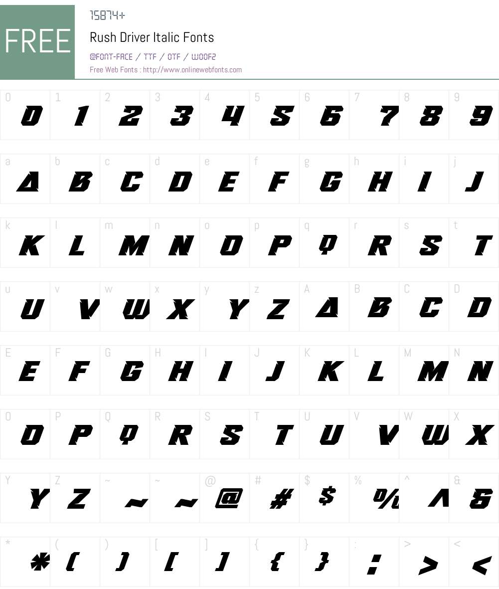 Rush Driver 1.00;February 9, 2024;FontCreator 13.0.0.2637 64-bit Fonts ...