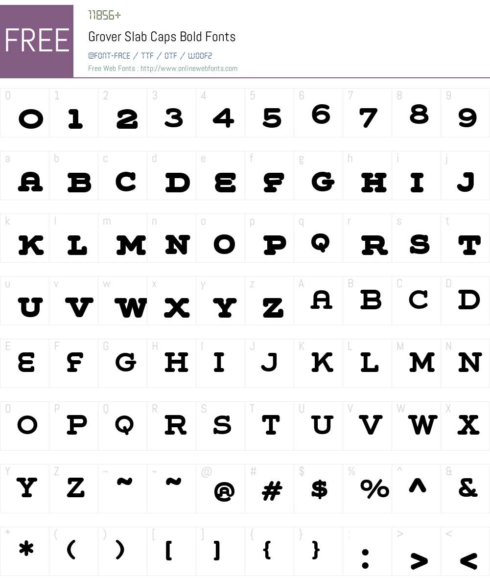 Grover Slab Caps Bold 1.000 2004 initial release Fonts Free Download ...