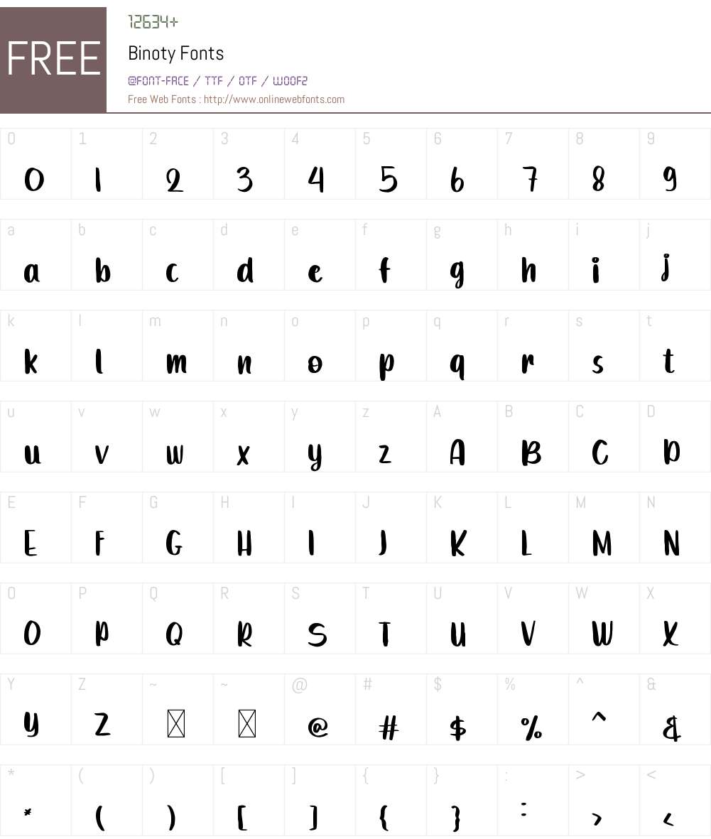 Binoty 1.001; Fonts Free Download - OnlineWebFonts.COM