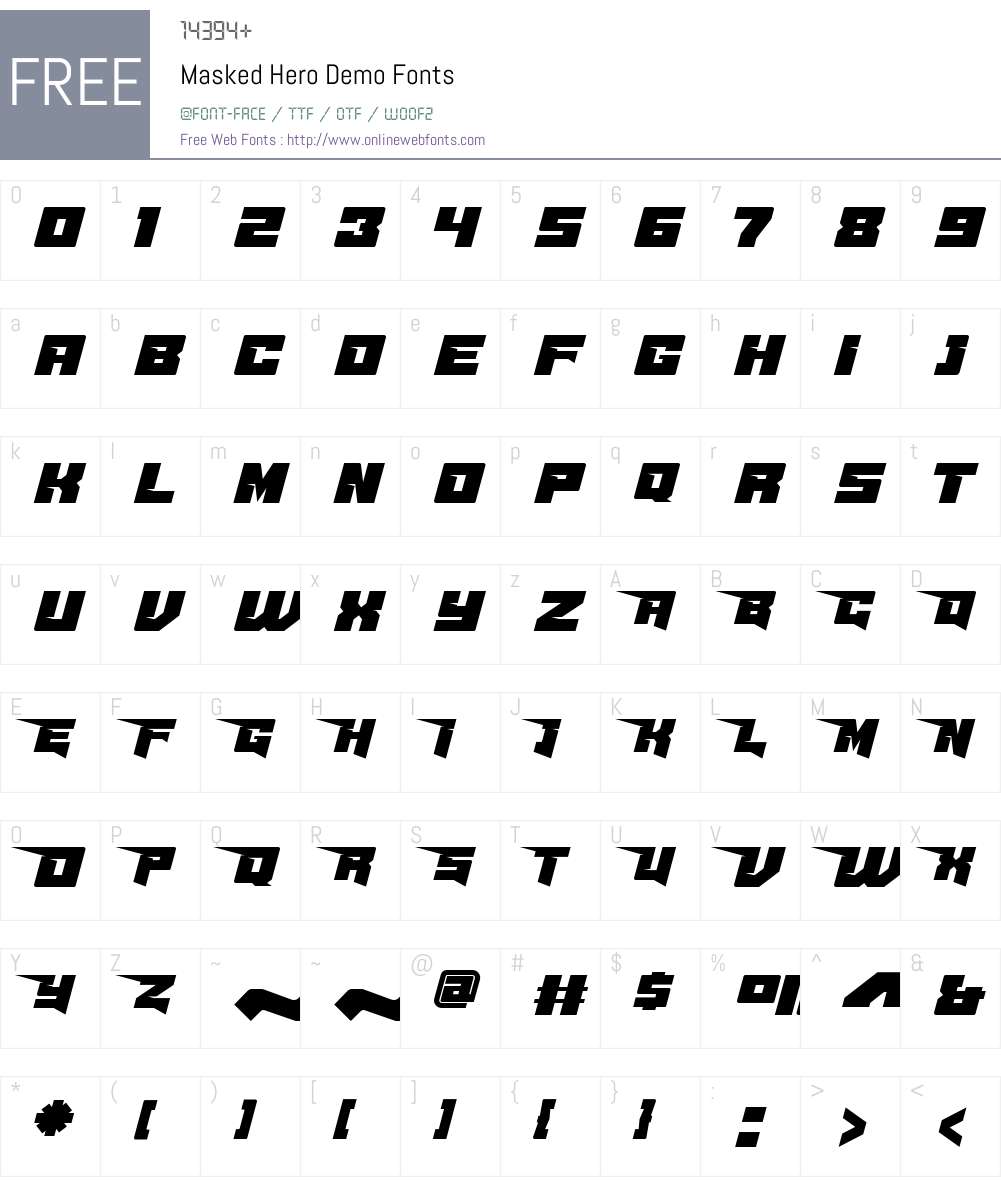 Masked Hero Demo 1.00;December 1, 2020;FontCreator 12.0.0.2546 64-bit ...