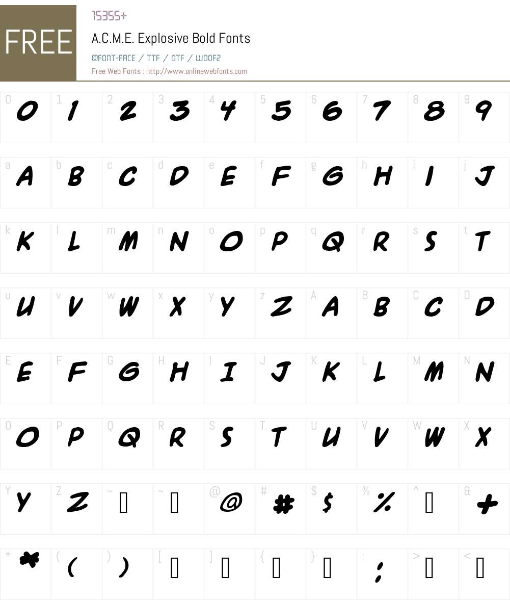A.C.M.E. Explosive Bold Macromedia Fontographer 4.1 9/11/00 Fonts Free ...