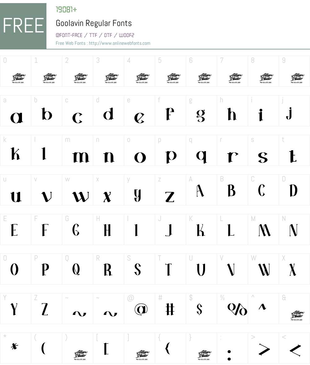 Goolavin 1.000 Fonts Free Download - OnlineWebFonts.COM