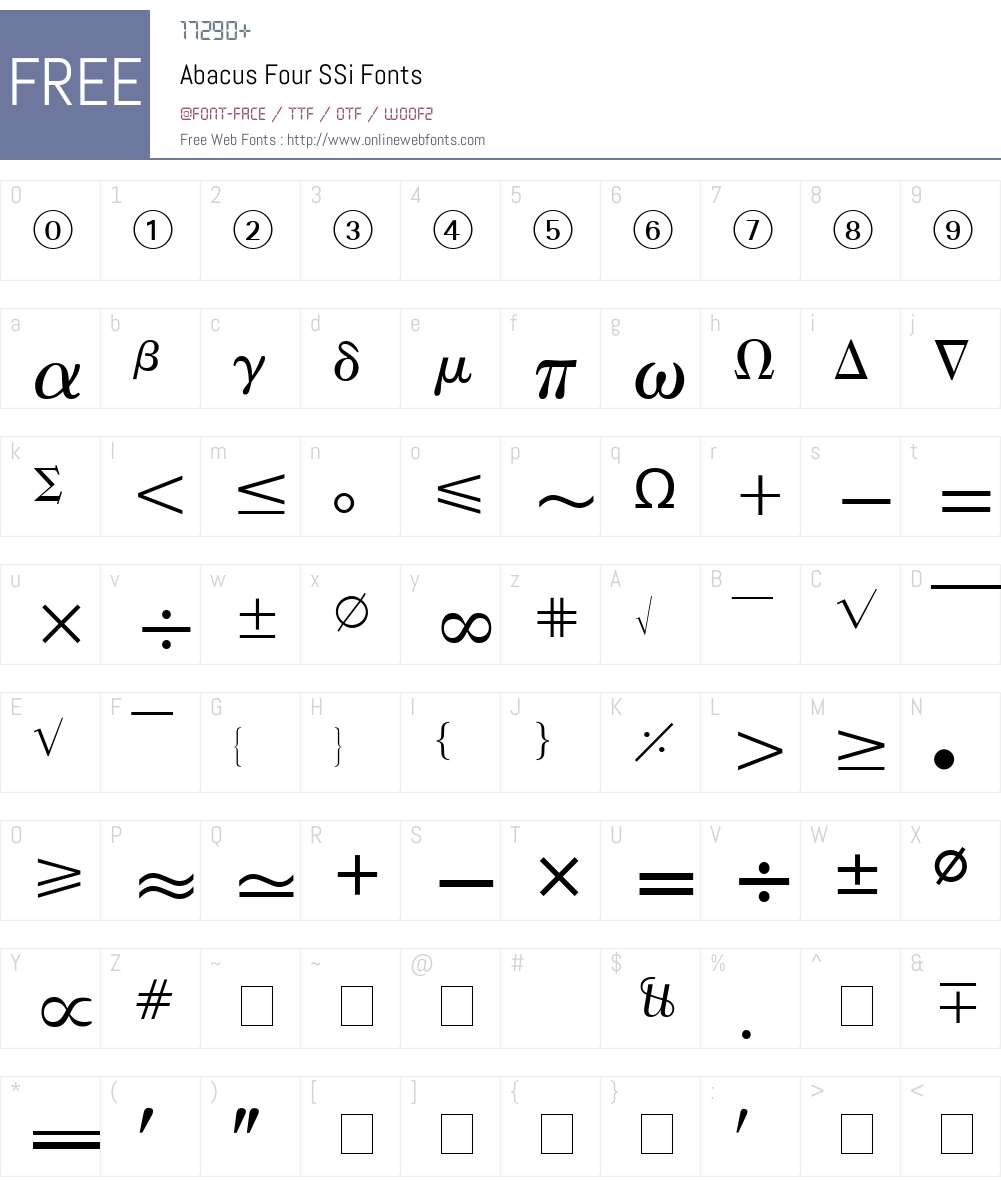 Abacus Four SSi 001.000 Fonts Free Download - OnlineWebFonts.COM
