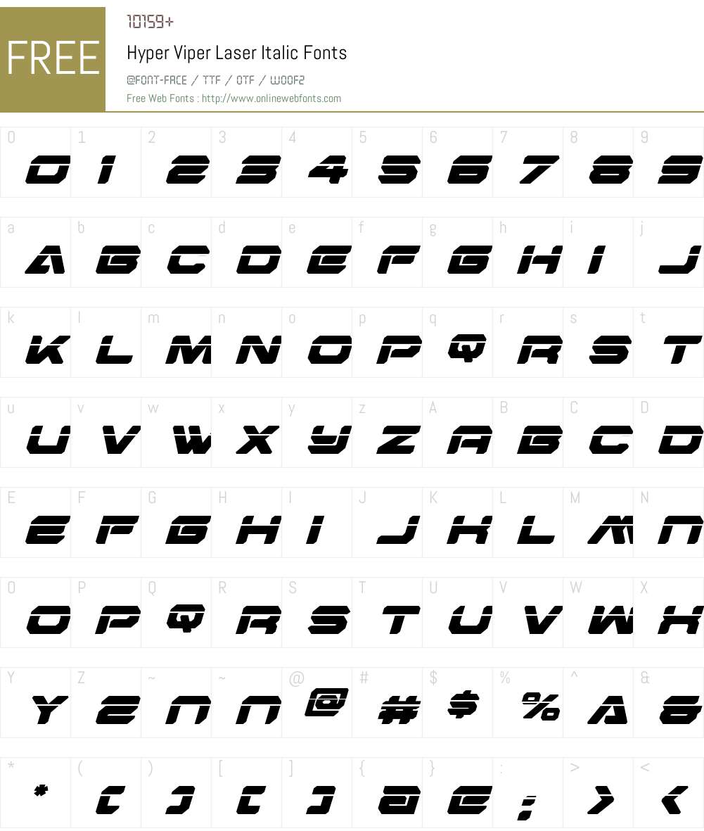 Hyper Viper Laser Italic 1.0; 2019 Fonts Free Download - OnlineWebFonts.COM