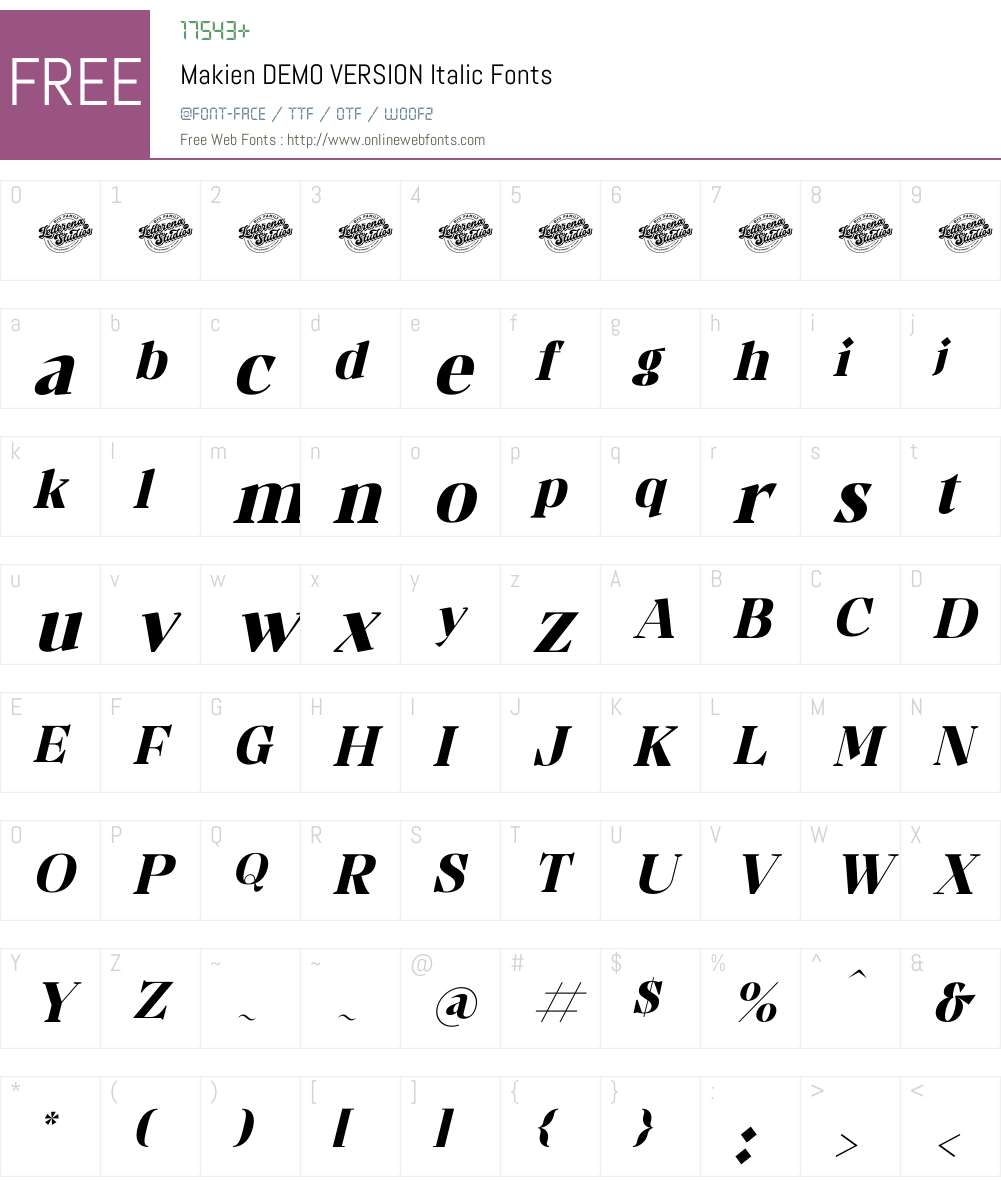 Makien DEMO VERSION 1.00;April 2, 2024;FontCreator 13.0.0.2683 32-bit ...