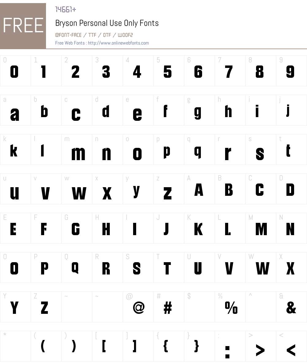 Bryson Personal Use 1.000 Initial Release Fonts Free Download - OnlineWebFonts.COM