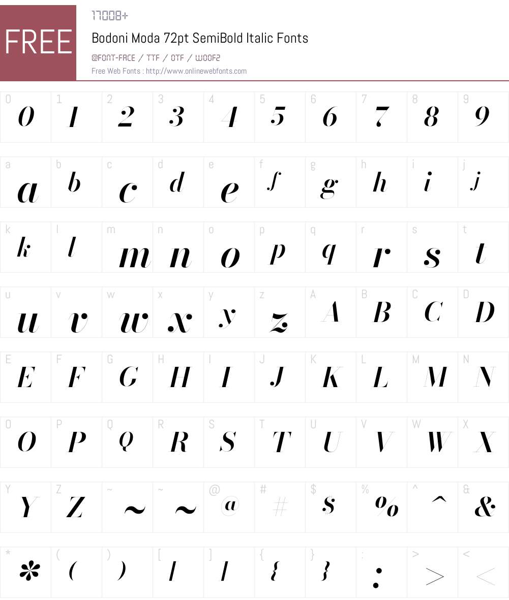 Bodoni Moda 72pt SemiBold 2.004 Fonts Free Download - OnlineWebFonts.COM