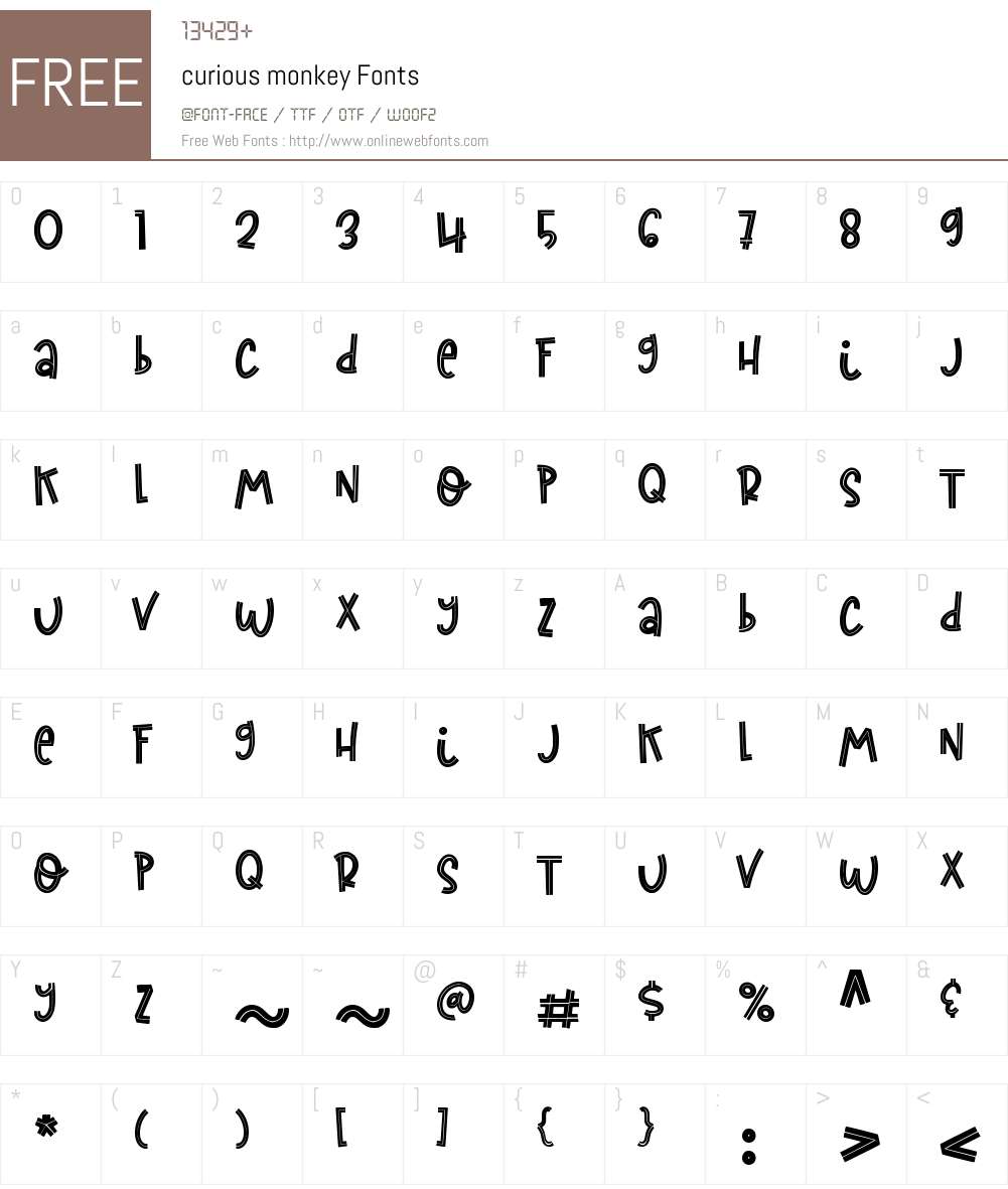 curious monkey 1.00;July 16, 2020;FontCreator 11.5.0.2430 64-bit Fonts Free Download ...