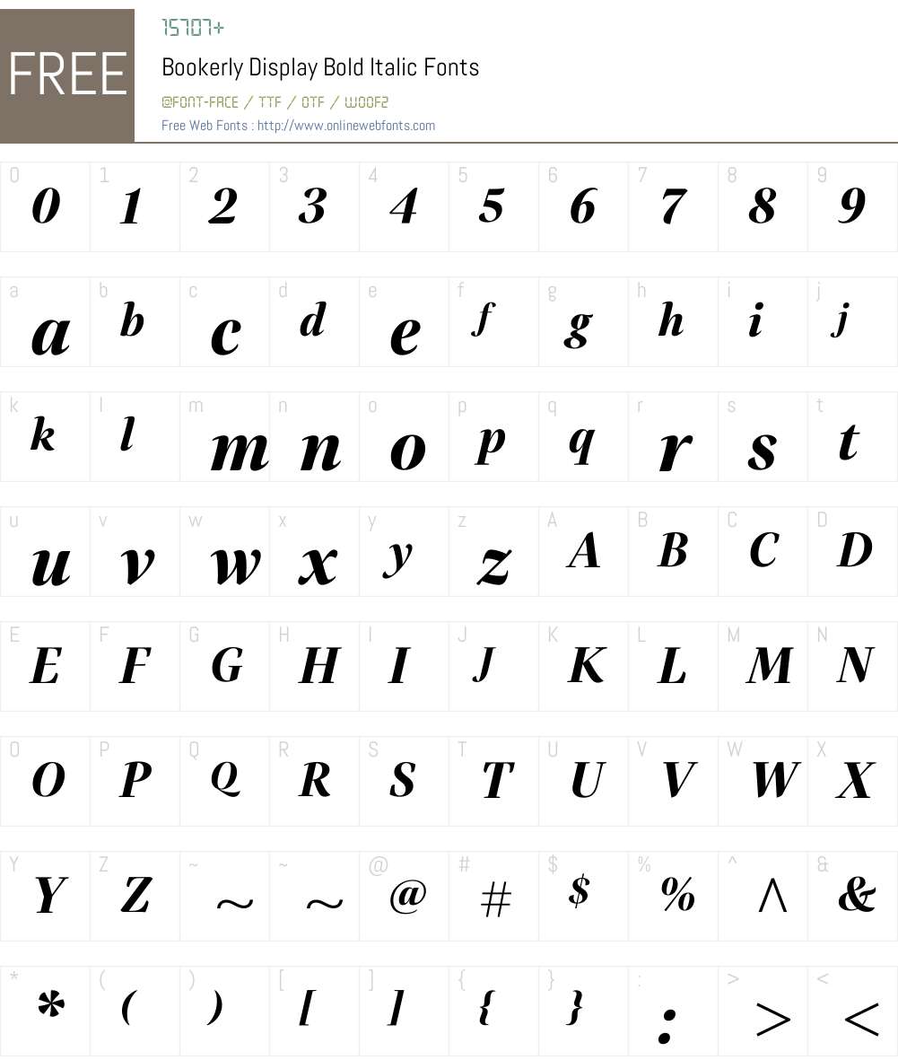 Bookerly Display Bold Italic 1.000 Fonts Free Download - OnlineWebFonts.COM