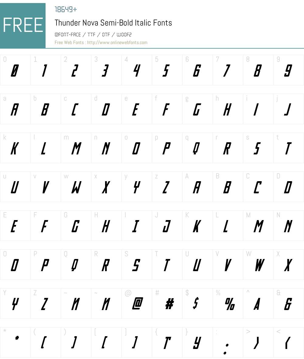 Thunder Nova Semi-Bold Italic 1.0; 2022 Fonts Free Download - OnlineWebFonts.COM