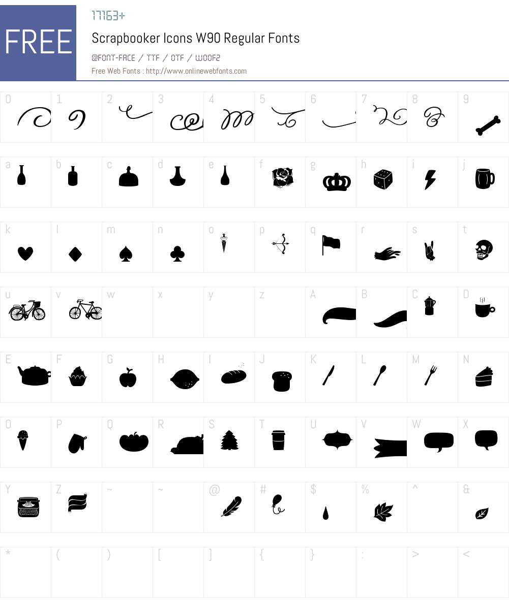 Scrapbooker Icons W90 Regular 1.00 Fonts Free Download - OnlineWebFonts.COM