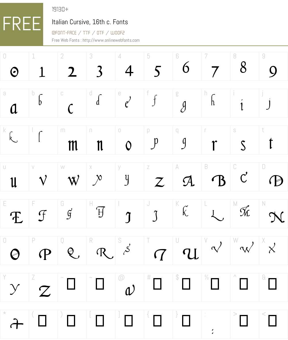 Italian Cursive, 16th c. 1.1 Fonts Free Download - OnlineWebFonts.COM