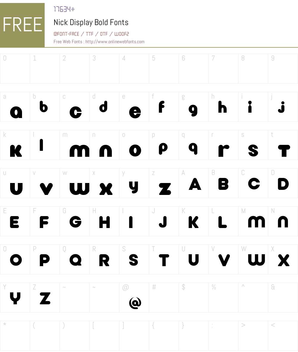 Nick Display Bold 1.00;November 5, 2018;FontCreator 11.5.0.2427 64-bit ...