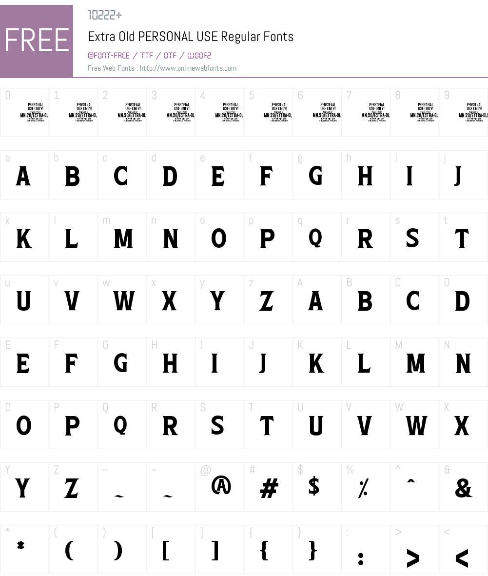 Extra Old PERSONAL USE 1.000;Glyphs 3.1.1 (3134) Fonts Free Download ...