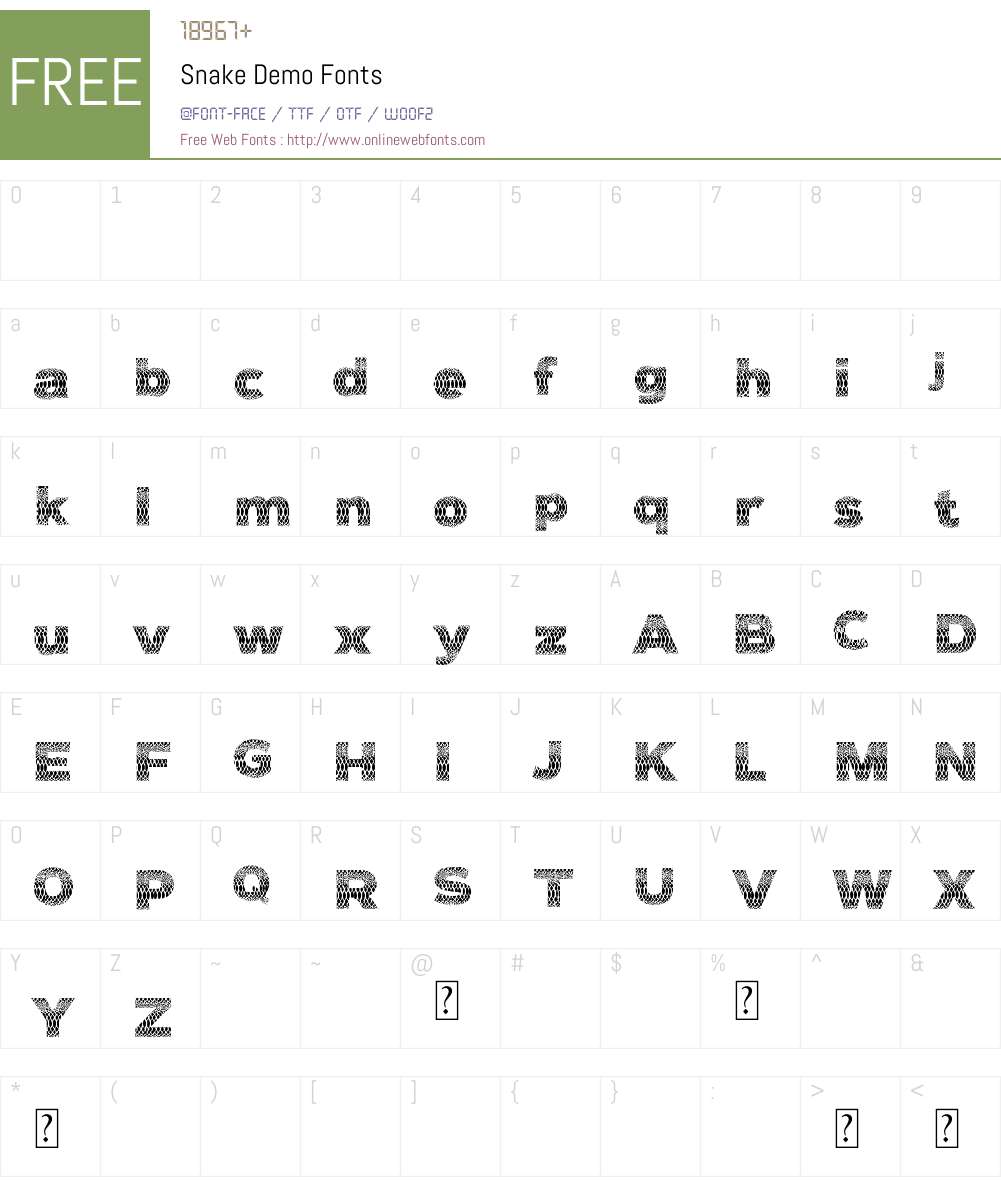 Snake Demo 1.00;June 20, 2021;FontCreator 13.0.0.2681 64-bit Fonts Free ...