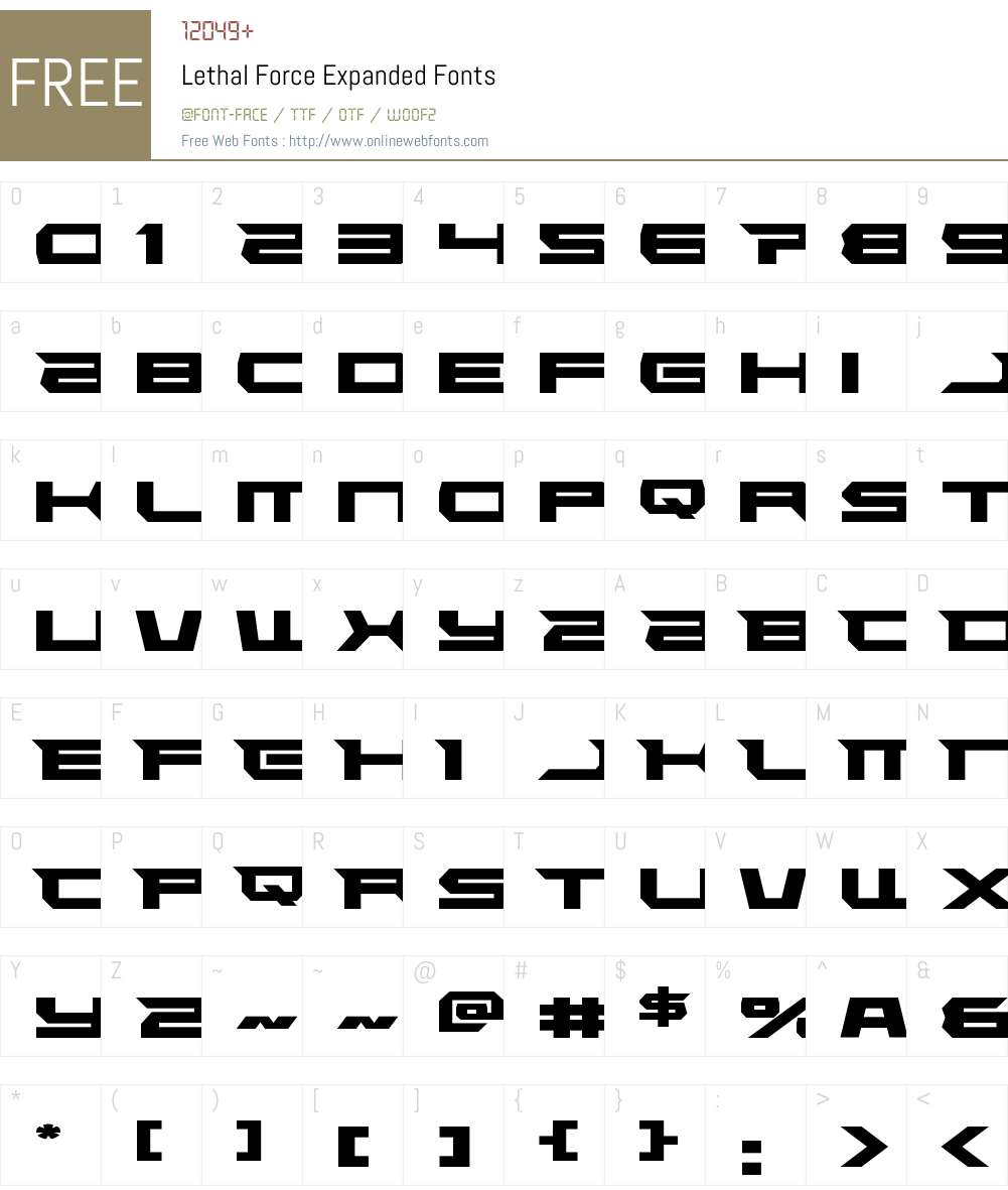 Lethal Force Expanded 1.0; 2014 Fonts Free Download - OnlineWebFonts.COM