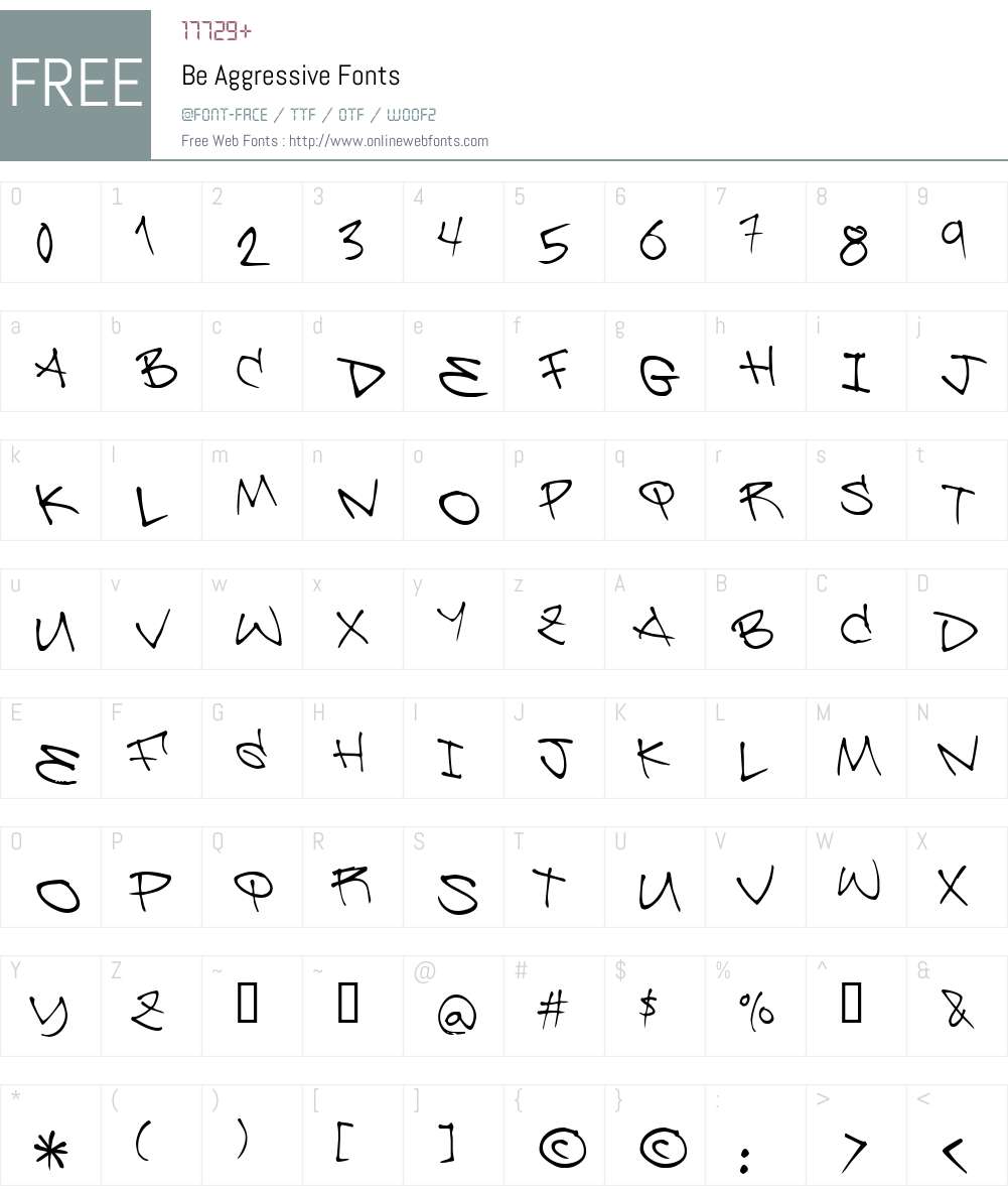 Be Aggressive 1, 2004 Fonts Free Download - OnlineWebFonts.COM