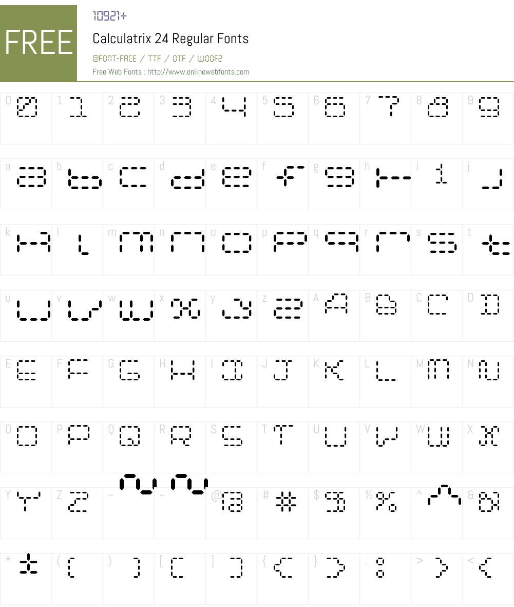 Calculatrix 24 Regular 1.0 Fonts Free Download - OnlineWebFonts.COM