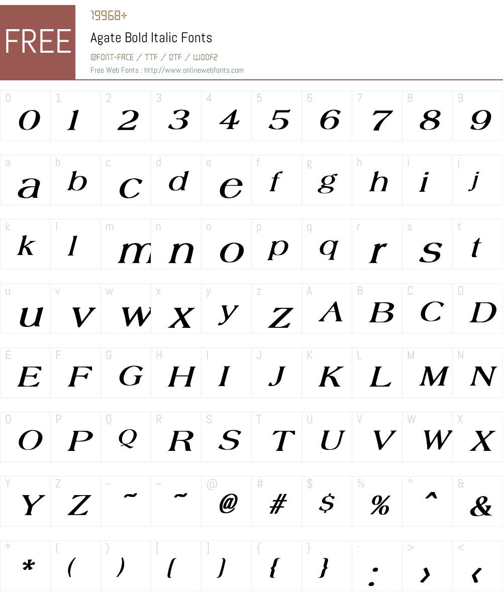 Agate Bold Italic Converted from C:TEMP4AGATE-NO.BF1 by ALLTYPE Fonts ...