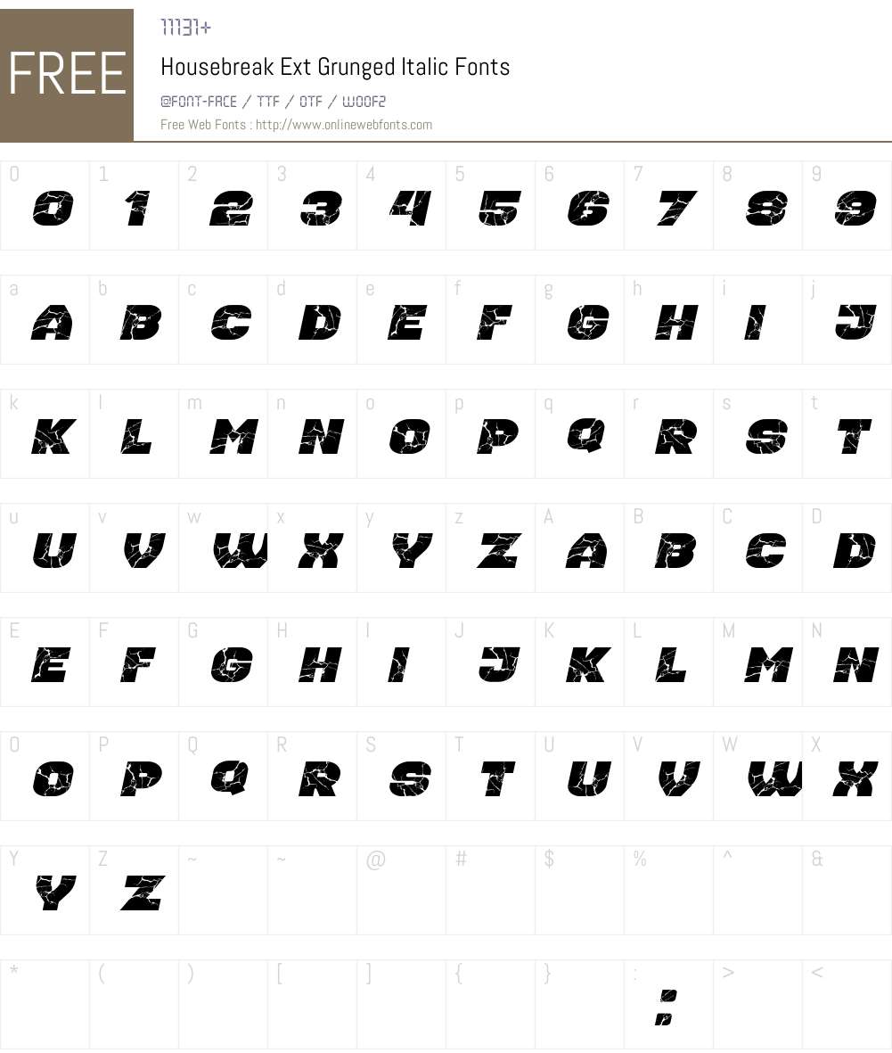 Housebreak Ext Grunged Italic 1.000 Fonts Free Download ...