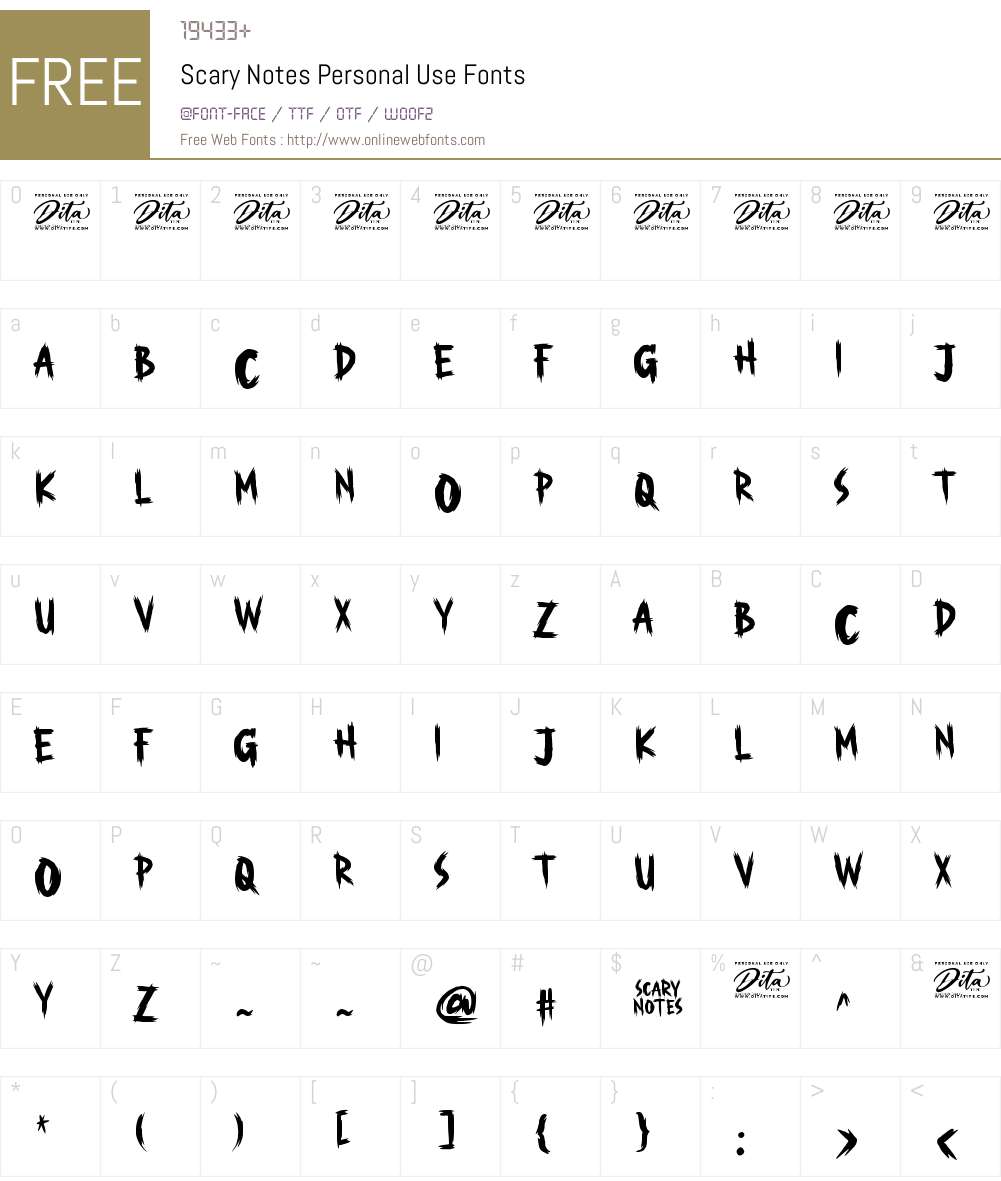 Scary Notes Personal Use 1.00;July 31, 2023;FontCreator 13.0.0.2683 64 ...