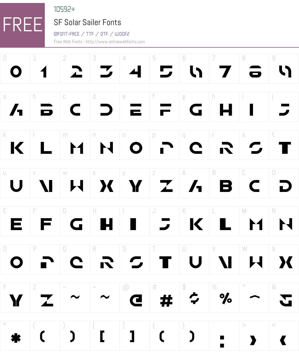 SF Solar Sailer ver 1.2; 1999. Freeware. Fonts Free Download ...