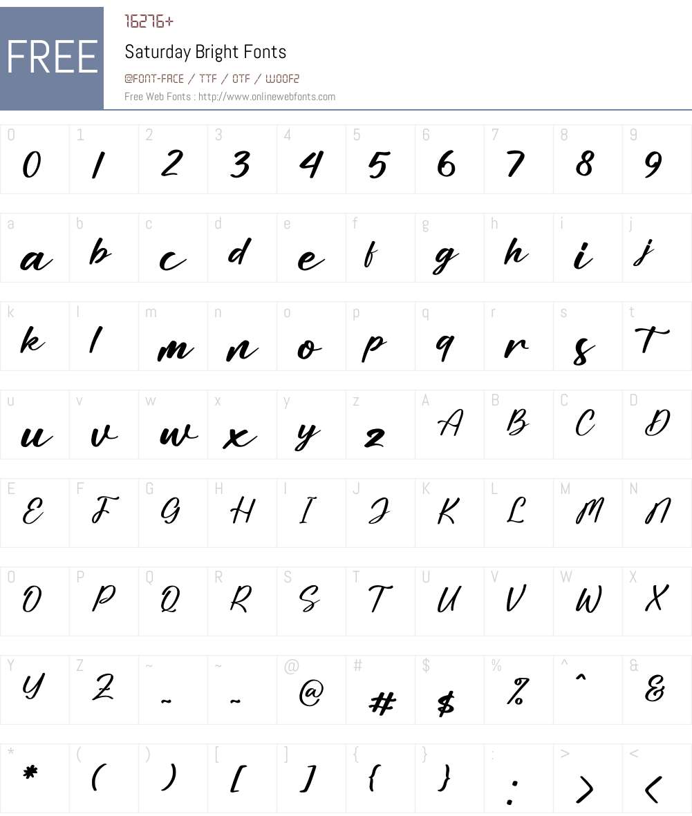 Saturday Bright 1.00;August 10, 2021;FontCreator 13.0.0.2683 64-bit ...