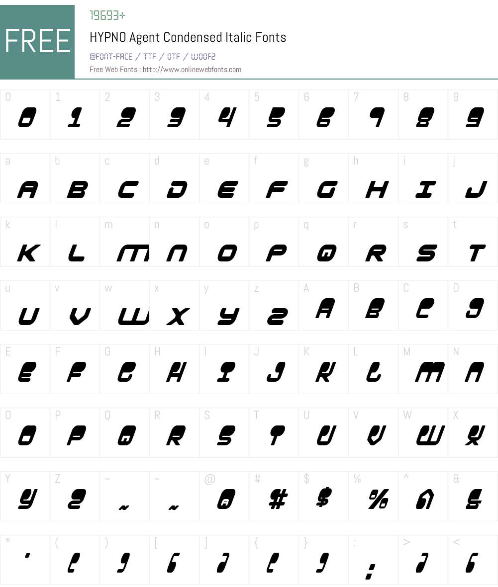 HYPNO Agent Condensed Italic 2 Fonts Free Download - OnlineWebFonts.COM