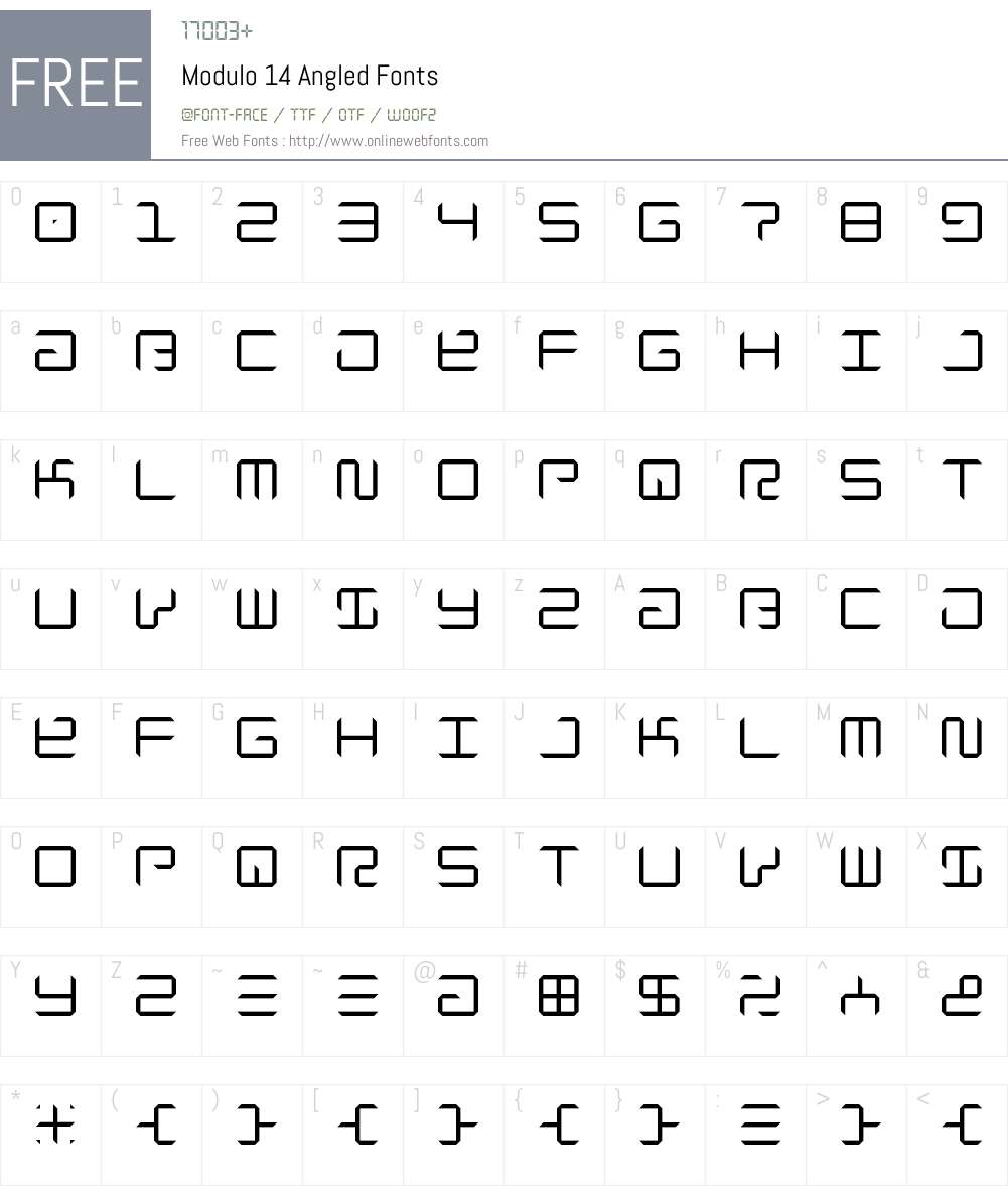 Modulo 14 Angled 1.000;PS 001.000;hotconv 1.0.70;makeotf.lib2.5.58329 Fonts Free Download ...