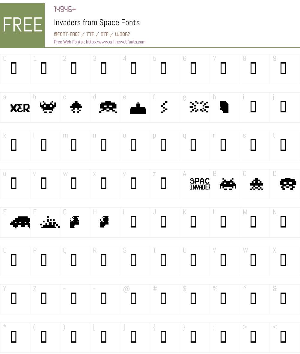 Invaders from Space http://type.xero.nu/ Fonts Free Download ...