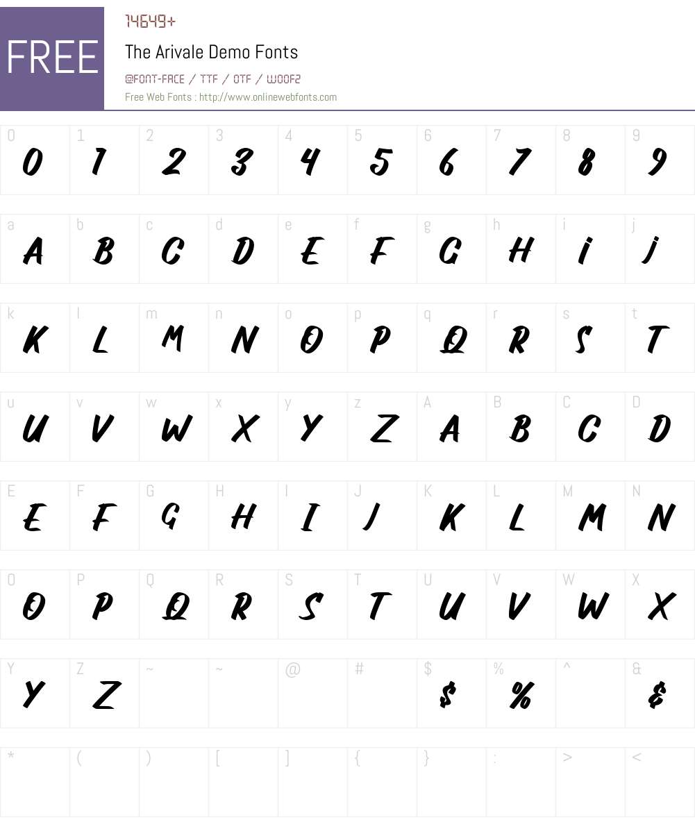 The Arivale Demo 1.00;April 28, 2020;FontCreator 11.0.0.2408 32-bit ...