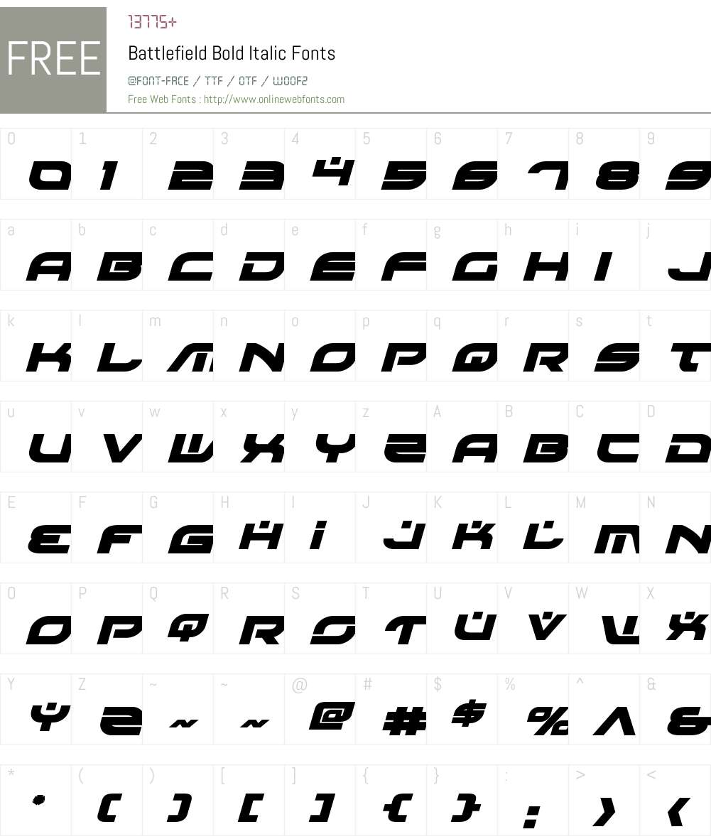 Battlefield Bold Italic 5.0; 2022 Fonts Free Download - OnlineWebFonts.COM