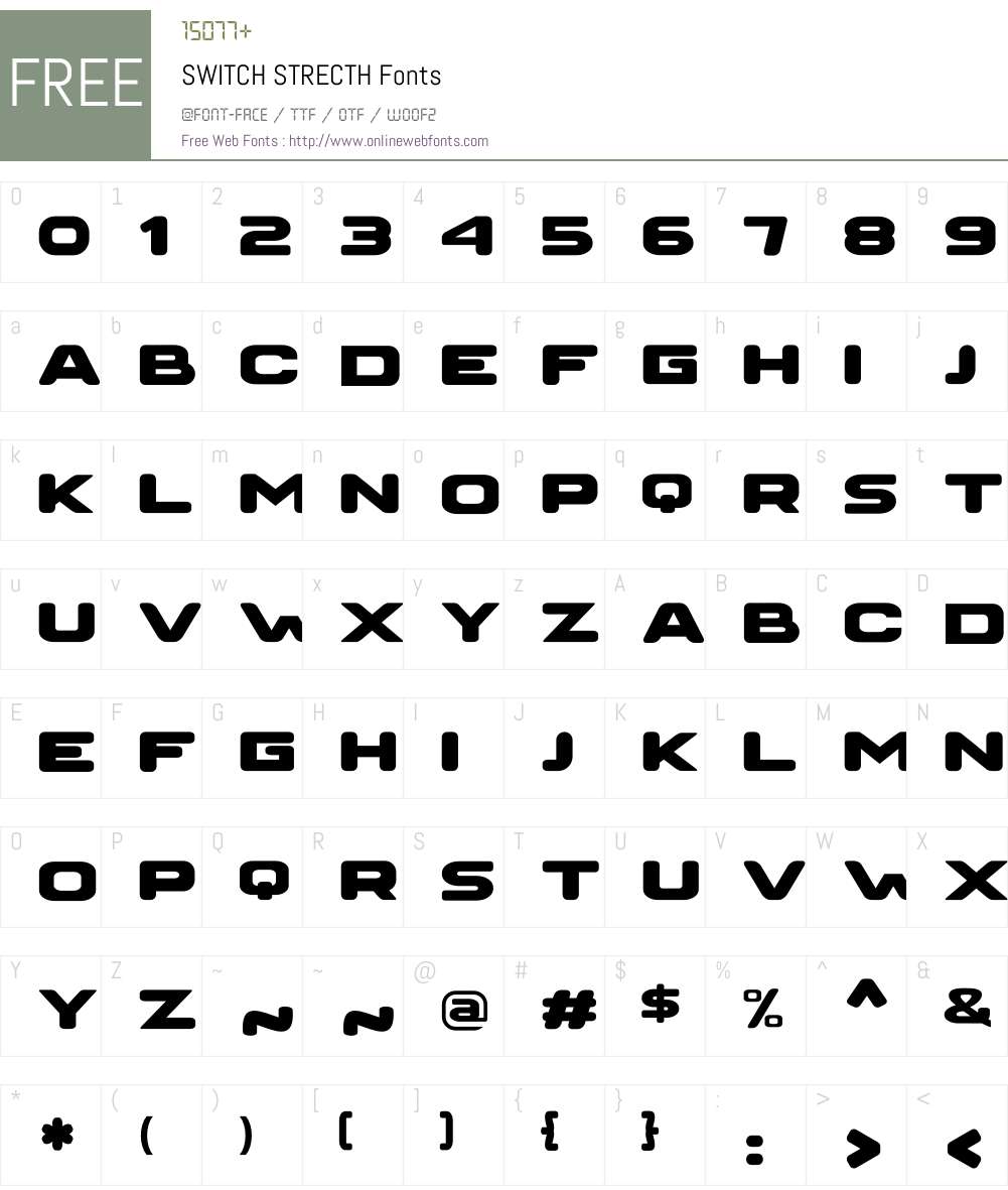 SWITCH STRECTH 1.00;June 20, 2022;FontCreator 12.0.0.2525 64-bit Fonts ...