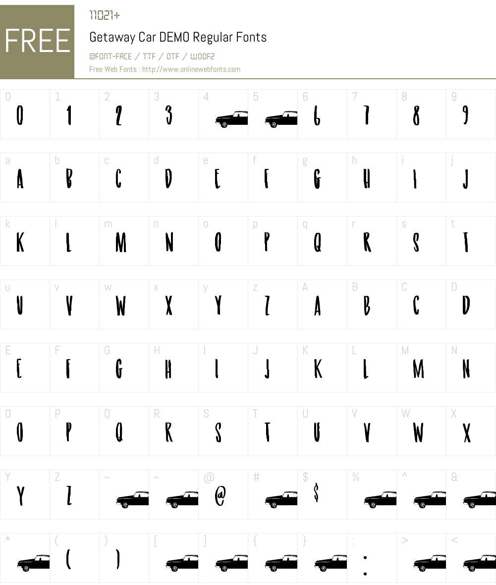 Getaway Car DEMO 1.000 Fonts Free Download - OnlineWebFonts.COM