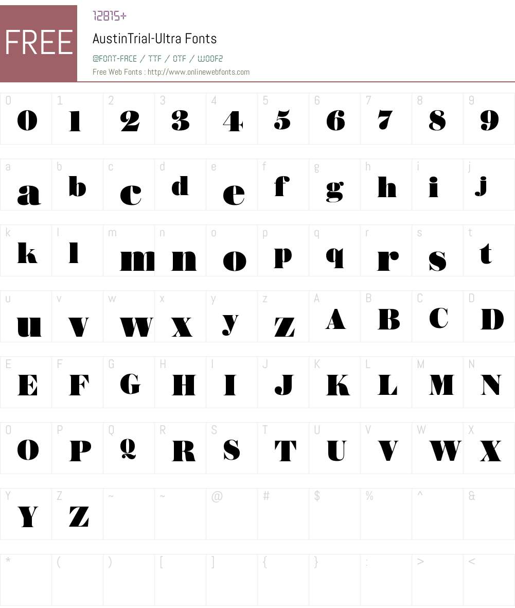 Austin Ultra Trial 1.001;PS 001.001;hotconv 1.0.57;makeotf.lib2.0.21895 ...