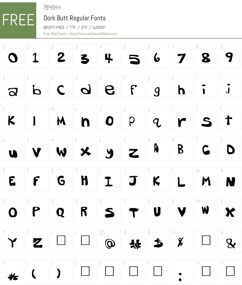 Dork Butt Regular Altsys Fontographer 3.5 11/19/96 Fonts Free Download ...