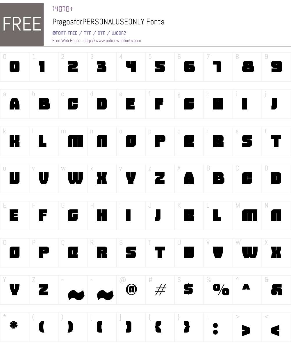 Pragos for PERSONAL USE ONLY 1.000 Fonts Free Download - OnlineWebFonts.COM