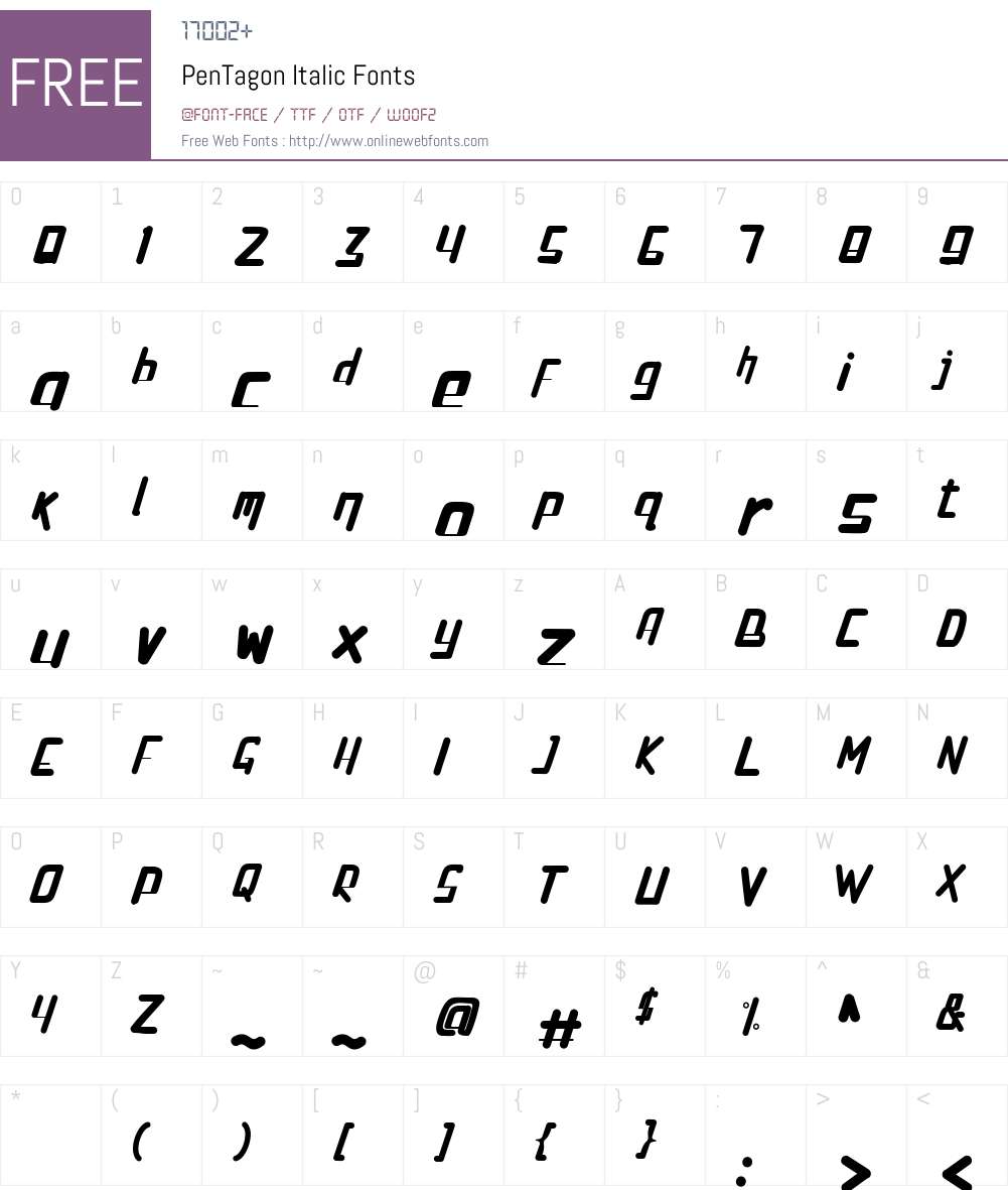 PenTagon Italic 1.000 Fonts Free Download - OnlineWebFonts.COM